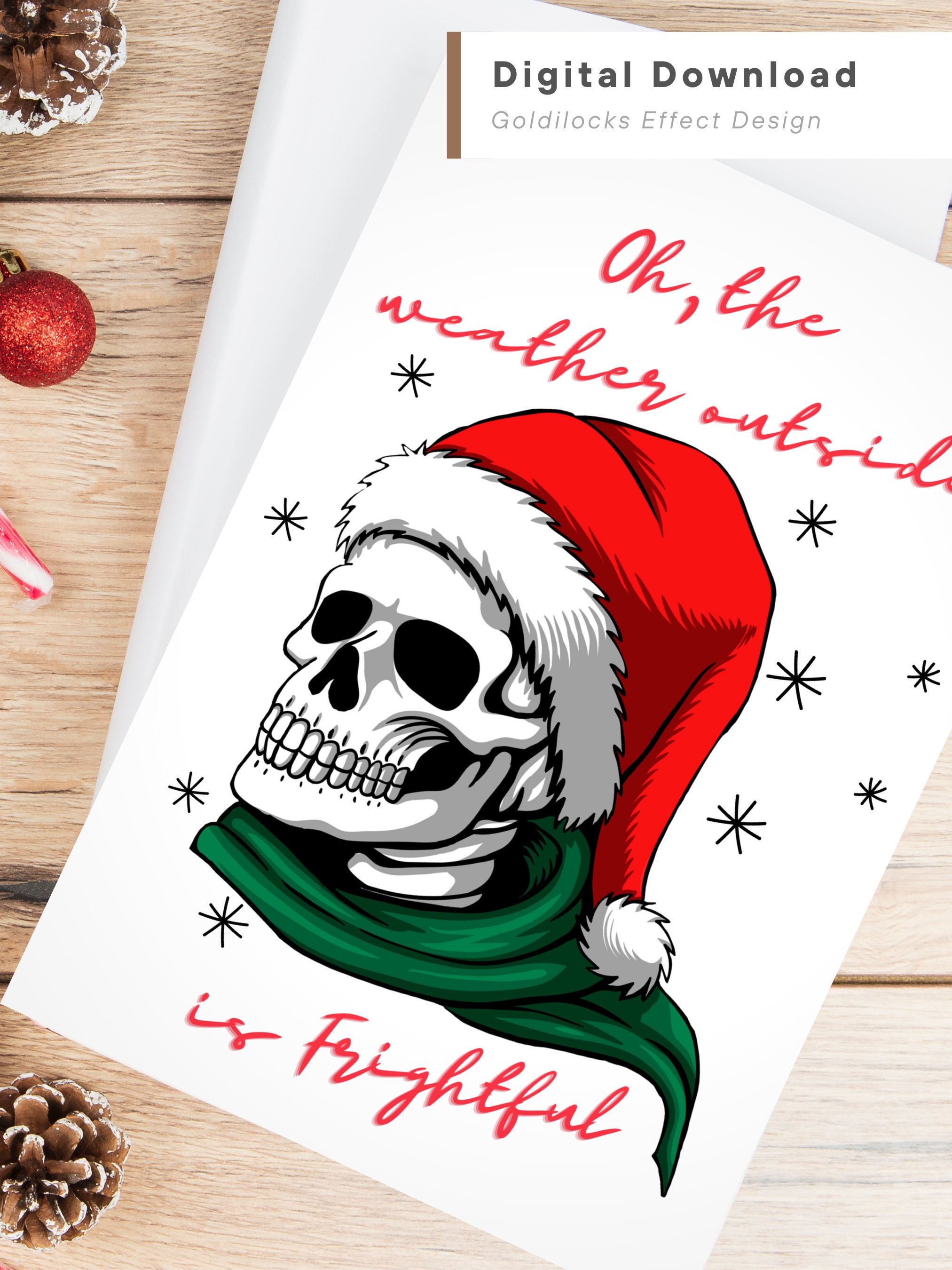 Santa Skull Christmas Wall Art the Weather Outside is - Etsy