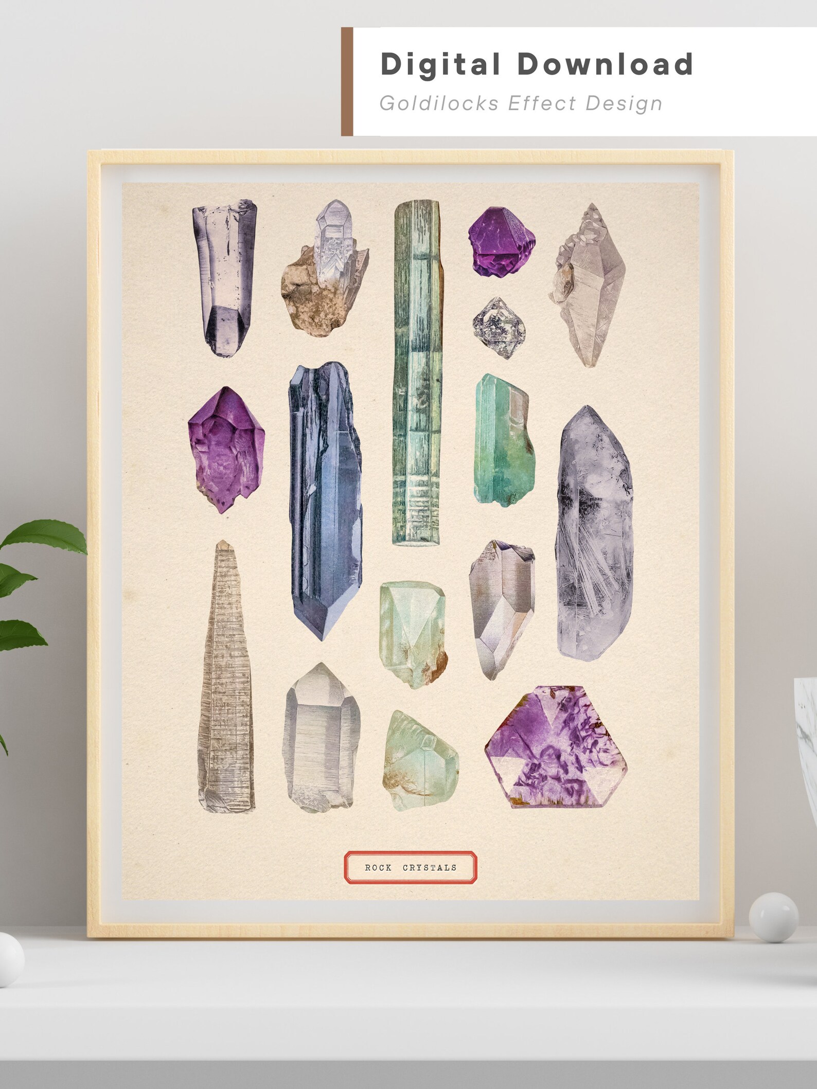 Vintage Rock Crystals Illustration Antique Crystals Art - Etsy
