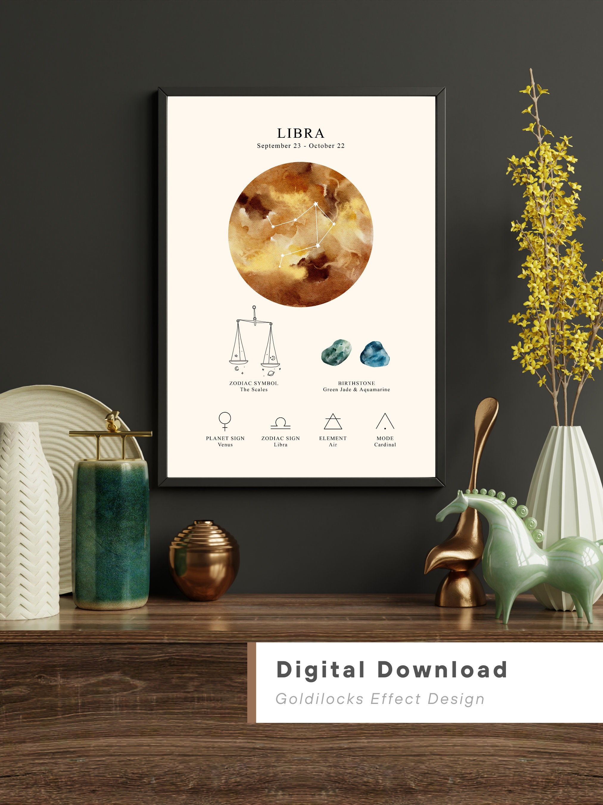 Libra Print Zodiac Star Sign Libra Birthday Gift Libra - Etsy