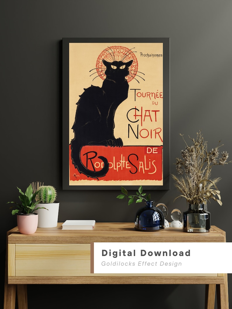 Le Chat Noir the Black Cat Vintage Advertisement Poster, Rodolphe Salis ...
