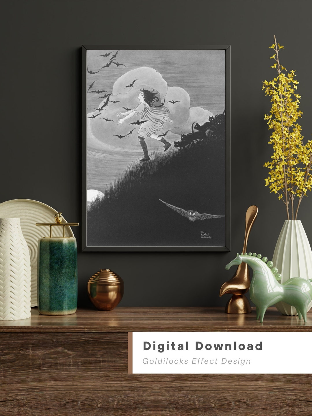 The Kelpie – Enchanting Witch & Black Cat Art, Mystical Folklore Print ...