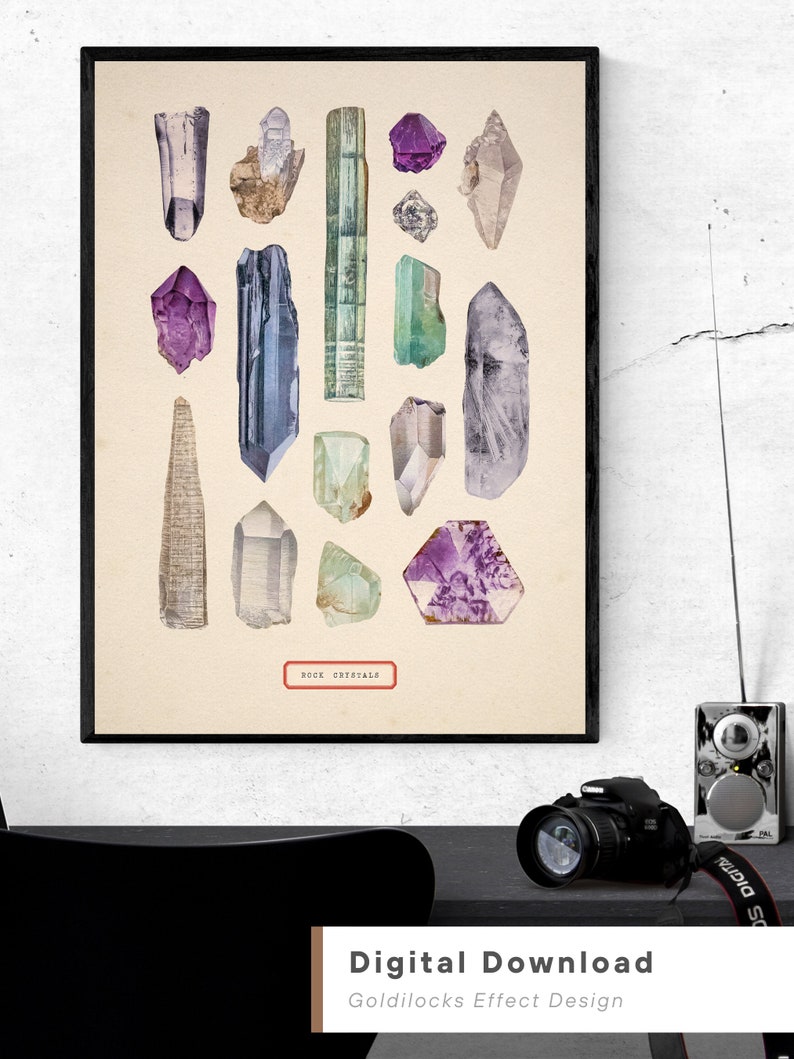 Vintage Rock Crystals Illustration Antique Crystals Art - Etsy