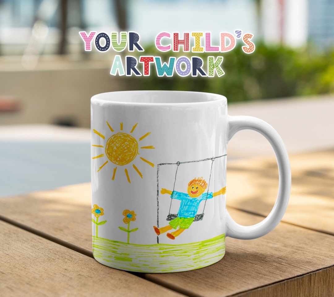 Kids Custom Drawing Mug, Personalized Child Artwork Cup, Mother's Day ...