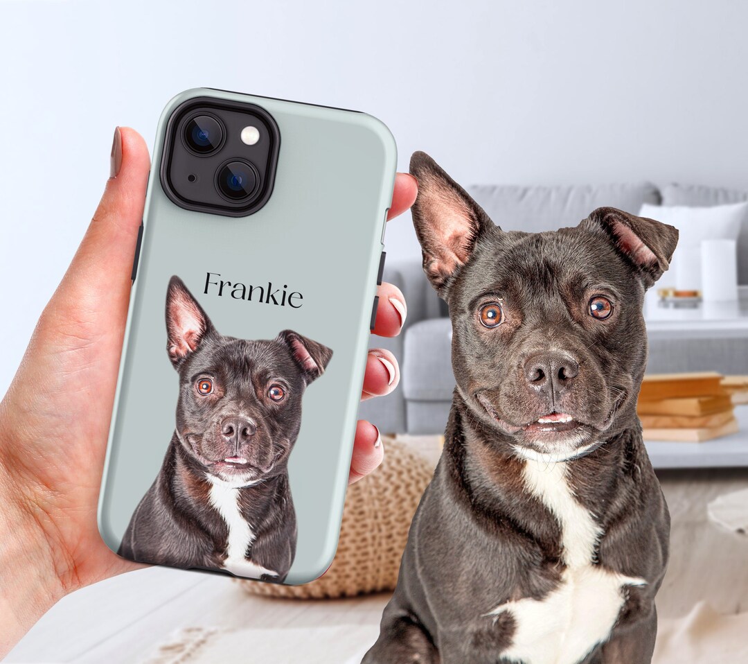 Custom Pet Portrait Phone Case With Name, Personalized Dog Photo iPhone ...
