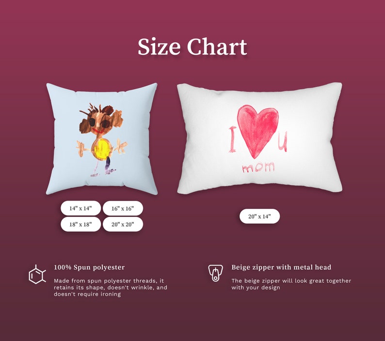 Custom Kids Drawing Pillow: Personalized Artwork Gift for Mom - Etsy