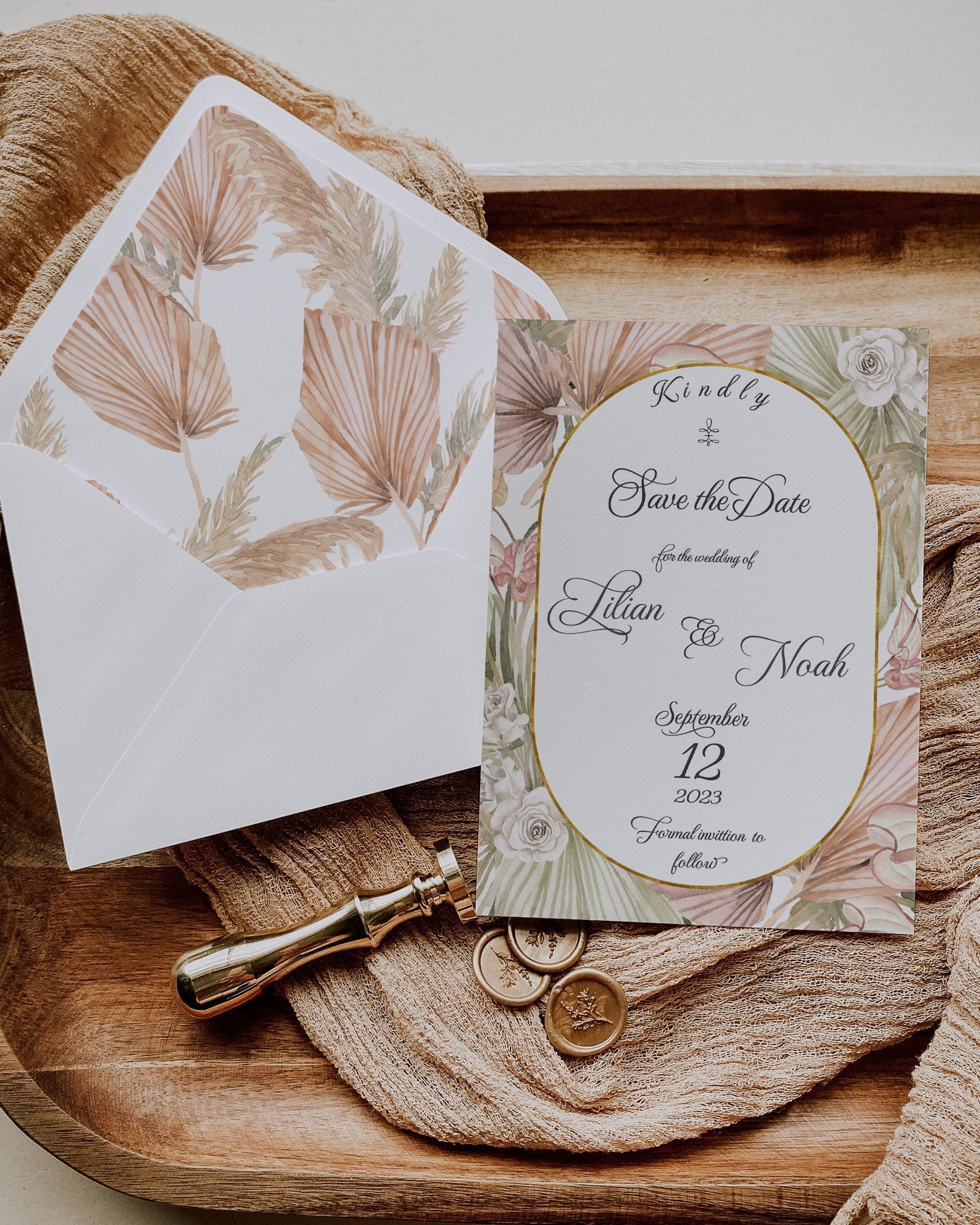 Boho Save the Date Template With Photo, Retro Wedding Save the Dates ...