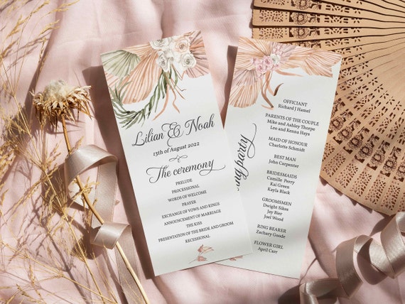Beach Wedding Programs Wording