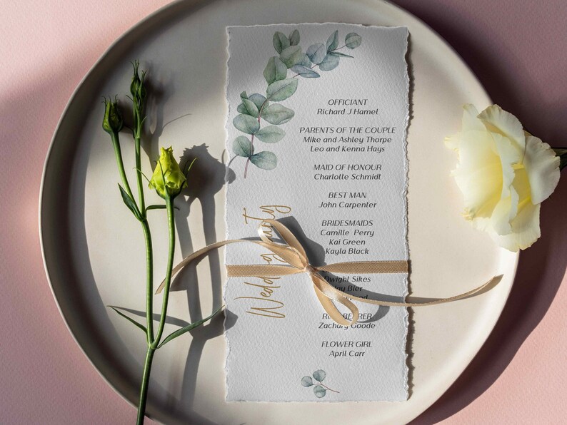 Eucalyptus Wedding Ceremony Program - Etsy