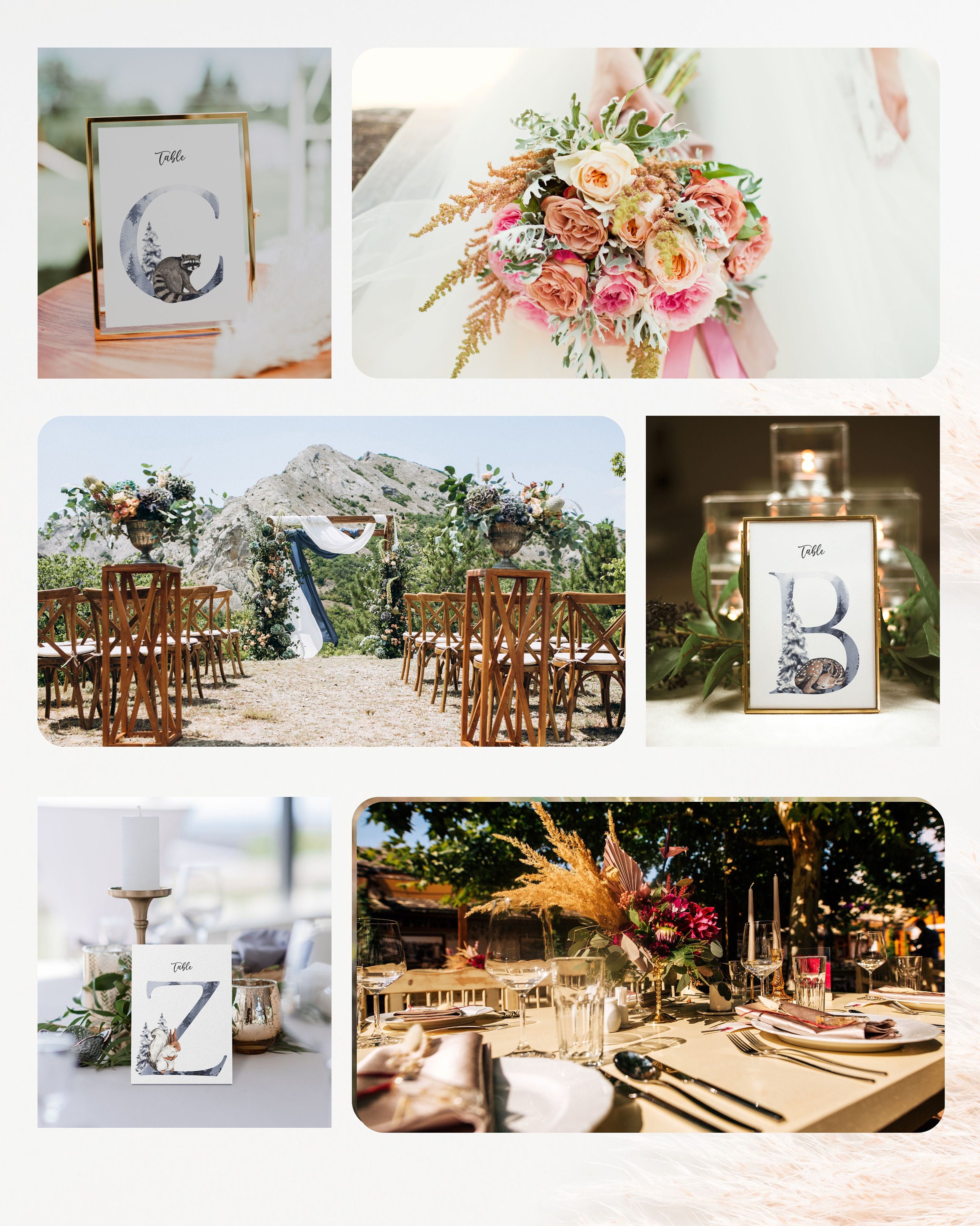 Mountain Wedding Table Letters, Printable Table Card, Winter Wedding ...