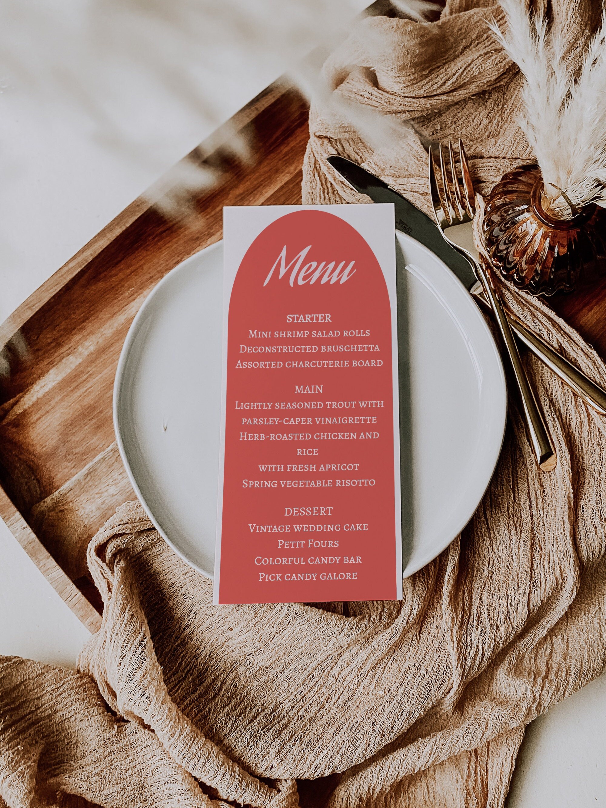 Retro Wedding Menu, Arch Menu Cards, Statement Menu Template, Baby ...
