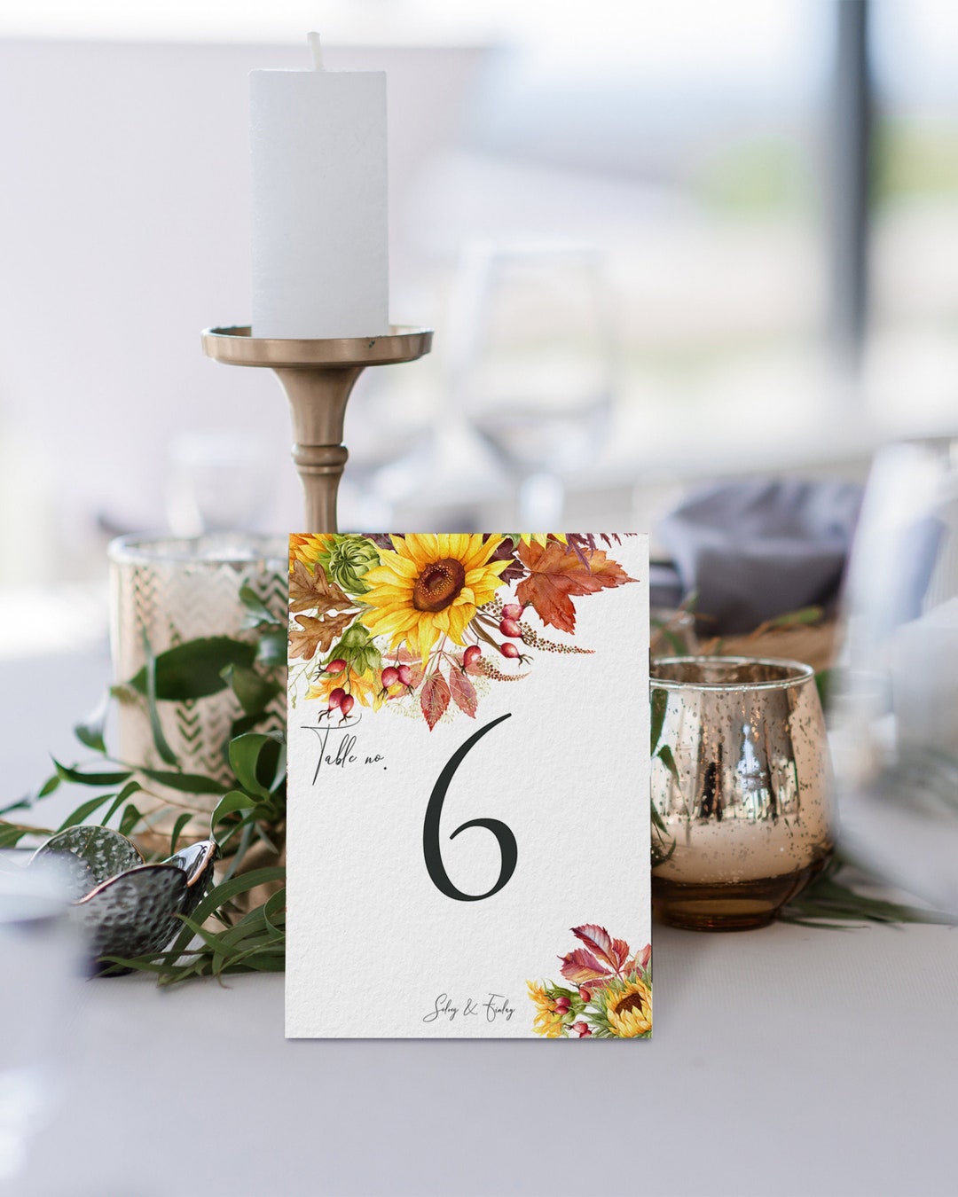 Sunflower Wedding Table Numbers, Printable Table Numbers, Fall Wedding ...