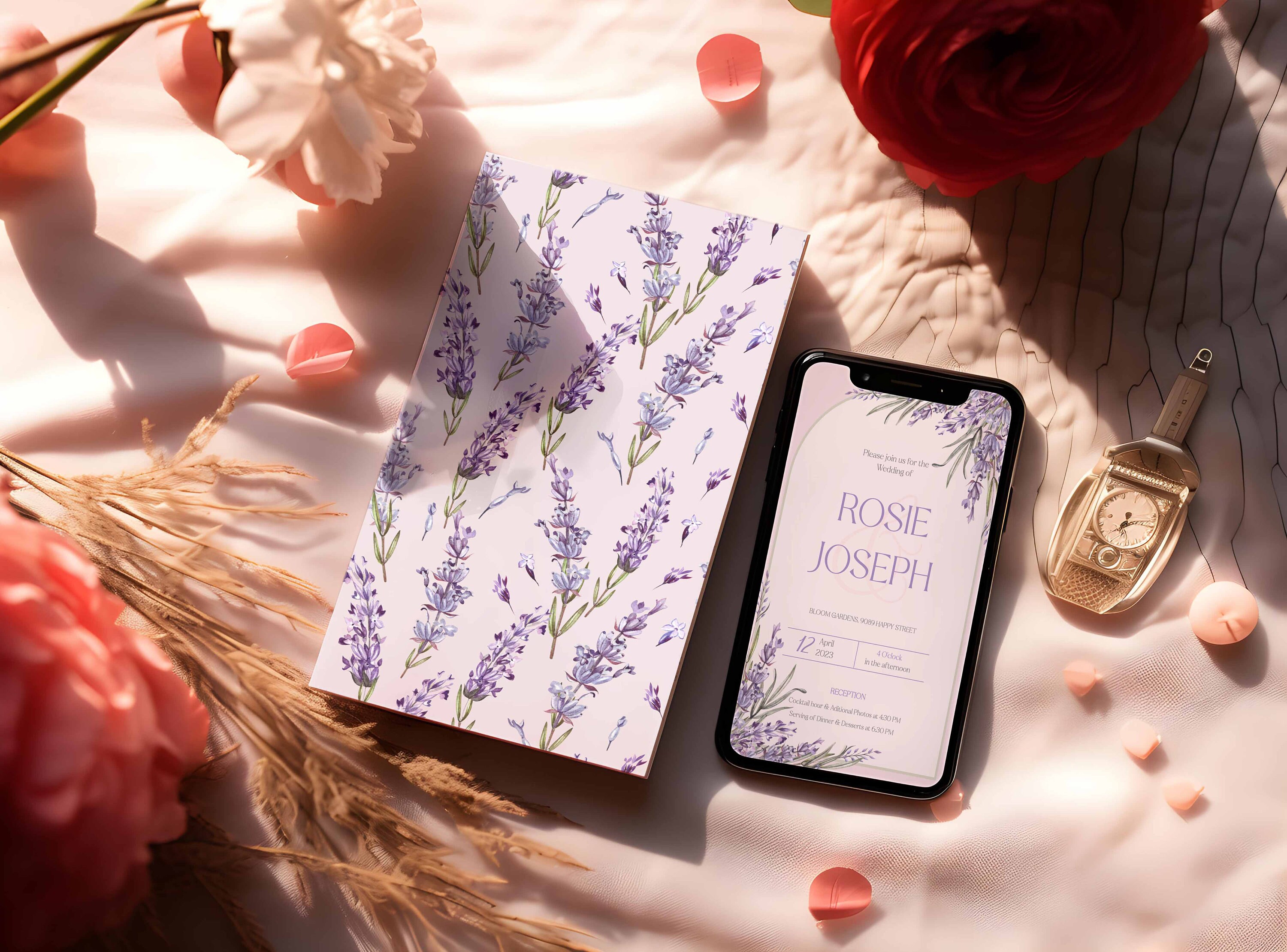 Lavender Wedding Electronic Invitation, Rustic Wedding Digital ...