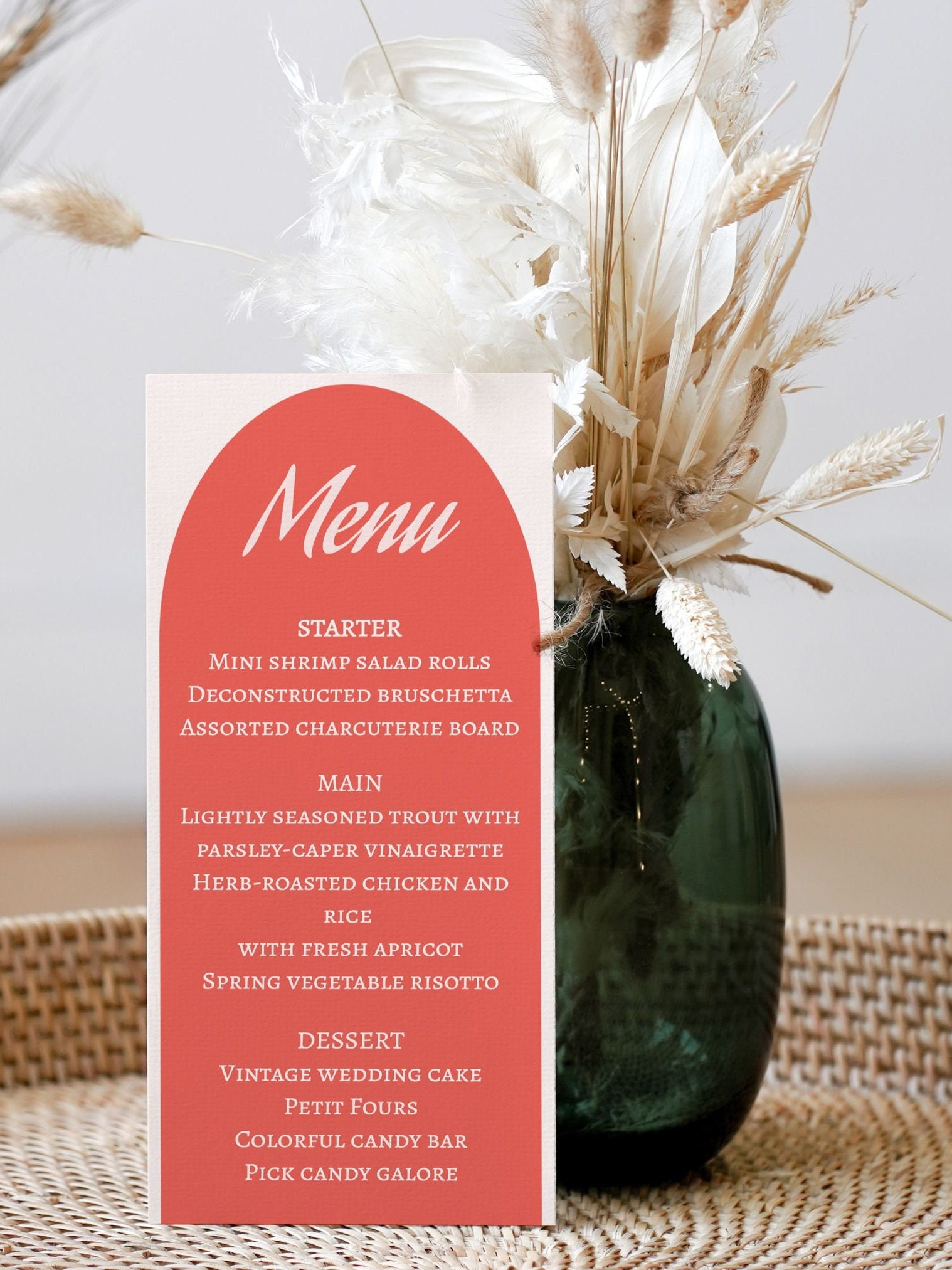Retro Wedding Menu, Arch Menu Cards, Statement Menu Template, Baby ...