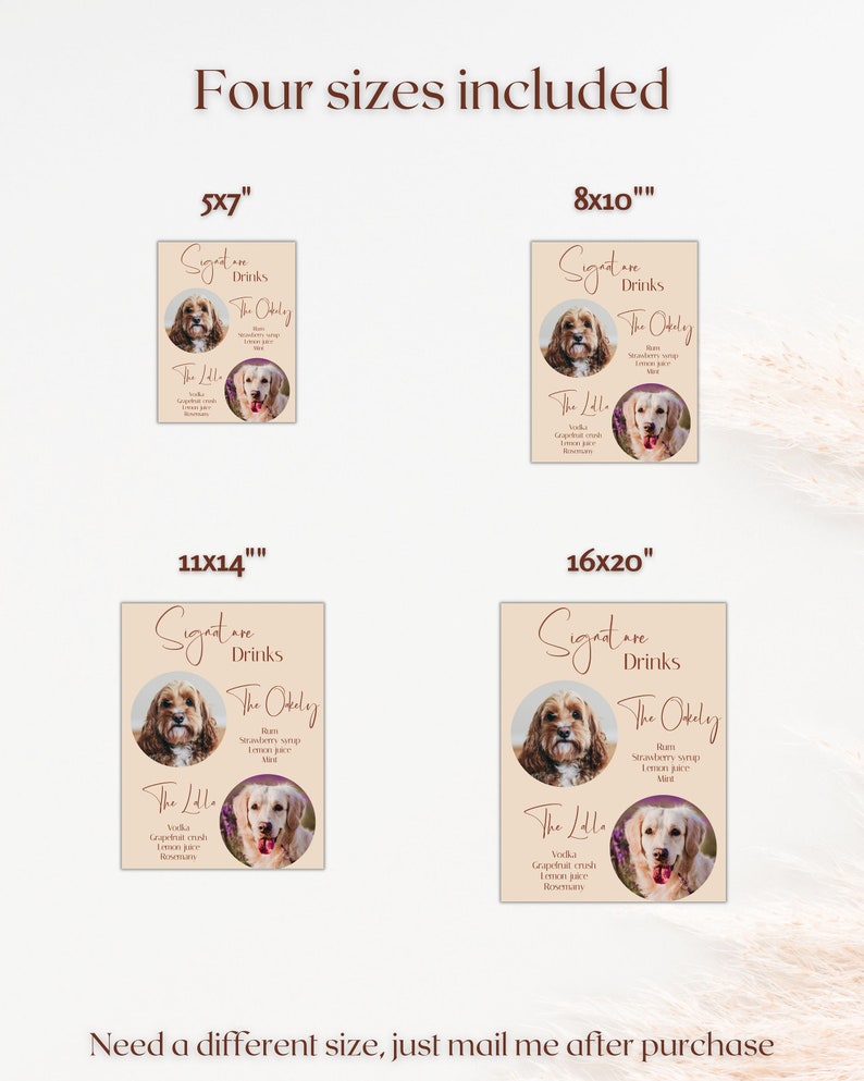 Pet Signature Cocktail Sign, Dog Signature Drink Sign, Terracotta ...