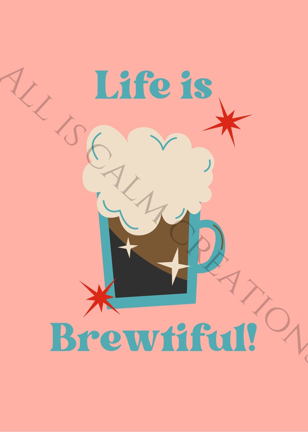 Life is Brewtiful Retro Beer Digital Printable Wall Art - Etsy