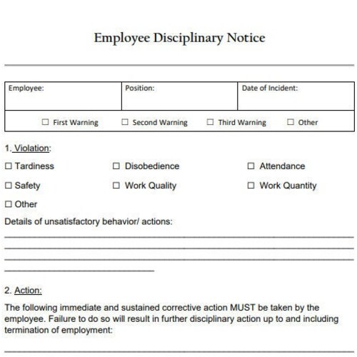 Employee Disciplinary Notice Employee Write Up Employee - Etsy