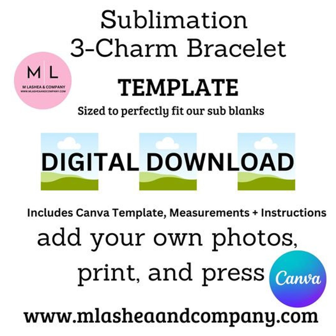 Sublimation 3-charm Bracelet Canva Template Digital Files - Etsy