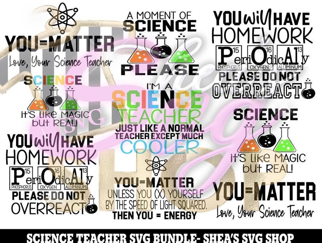 Science Teacher SVG Bundle Digital Files Cricut Silhouette - Etsy