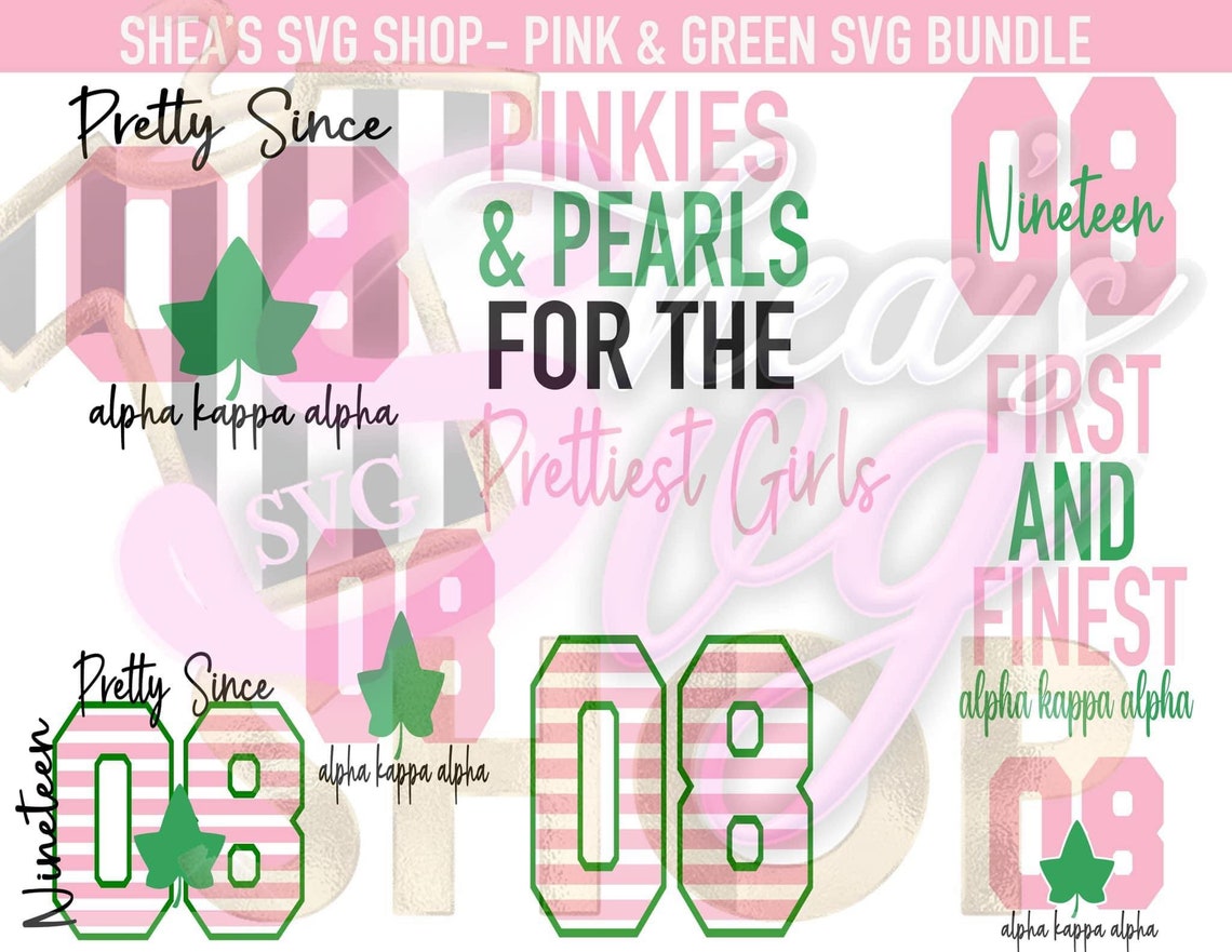 Pink and Green SVG Bundle - Etsy
