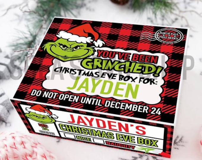 Grinch Christmas Eve Box box Only Size 8x8x4 Does Not Include Treats - Etsy