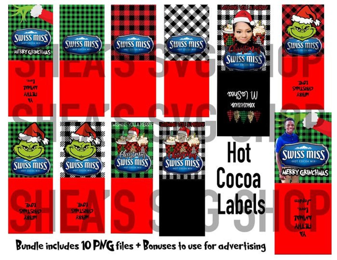 Hot Cocoa Wrappers Labels for Hot Cocoa Templates PNG Files Christmas ...