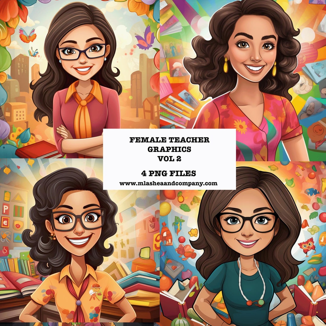 Teacher Graphics Png Files Digital Files Instant Downloads Female ...