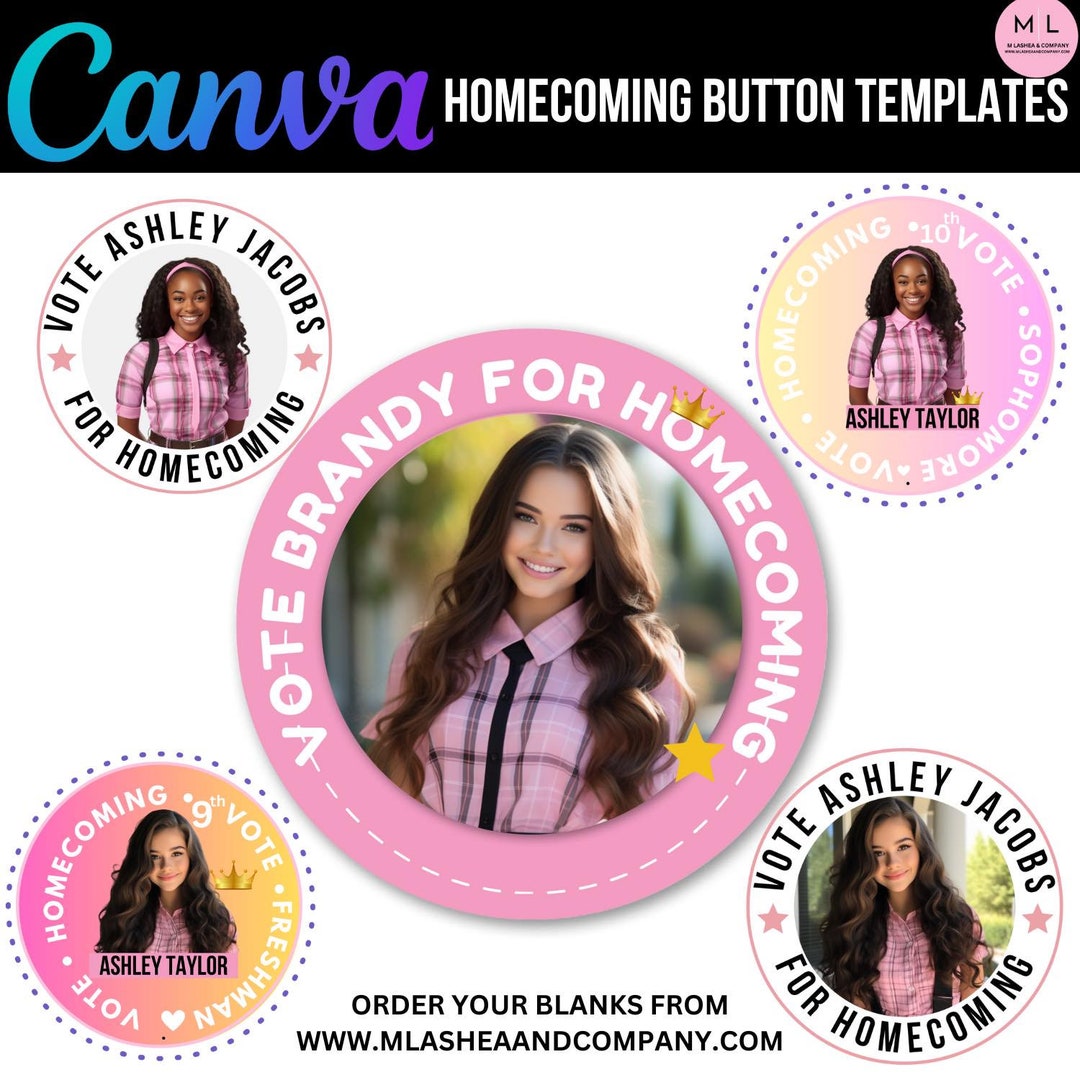 Canva Homecoming Button Templates Canva Templates Buttons Sublimation ...