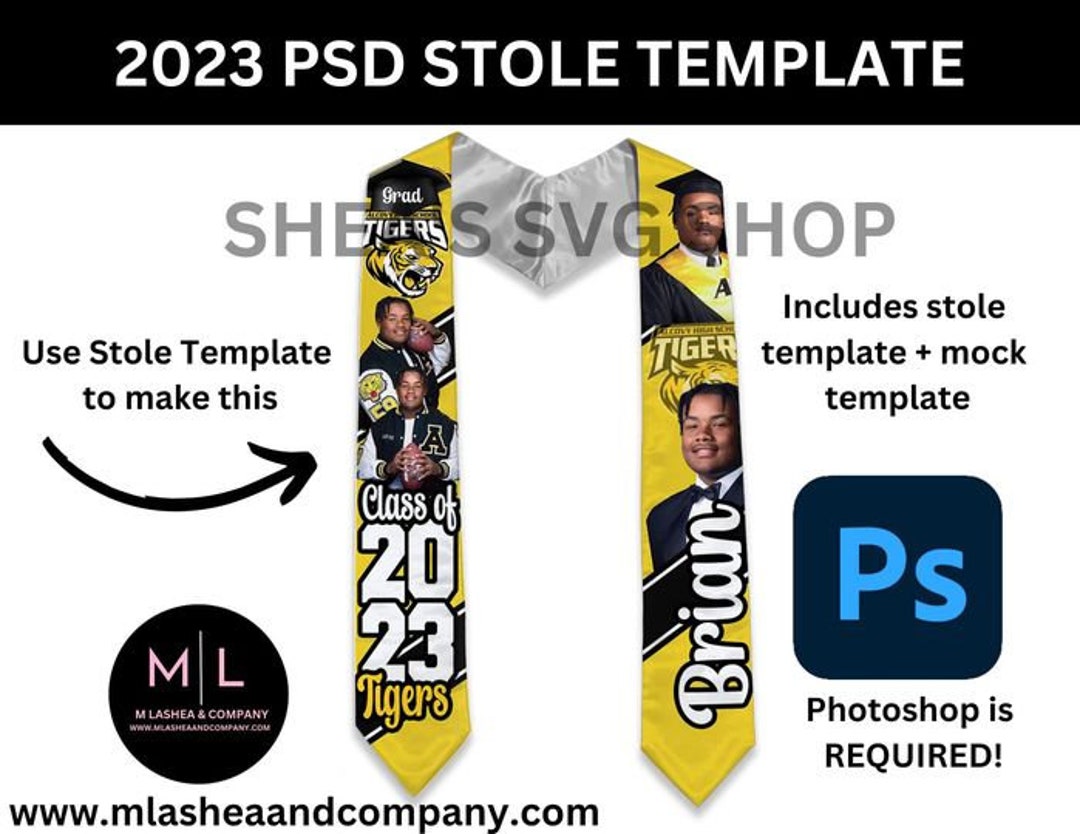 2023 Stole Template Photoshop Template Editable Psd Graduation Stole ...
