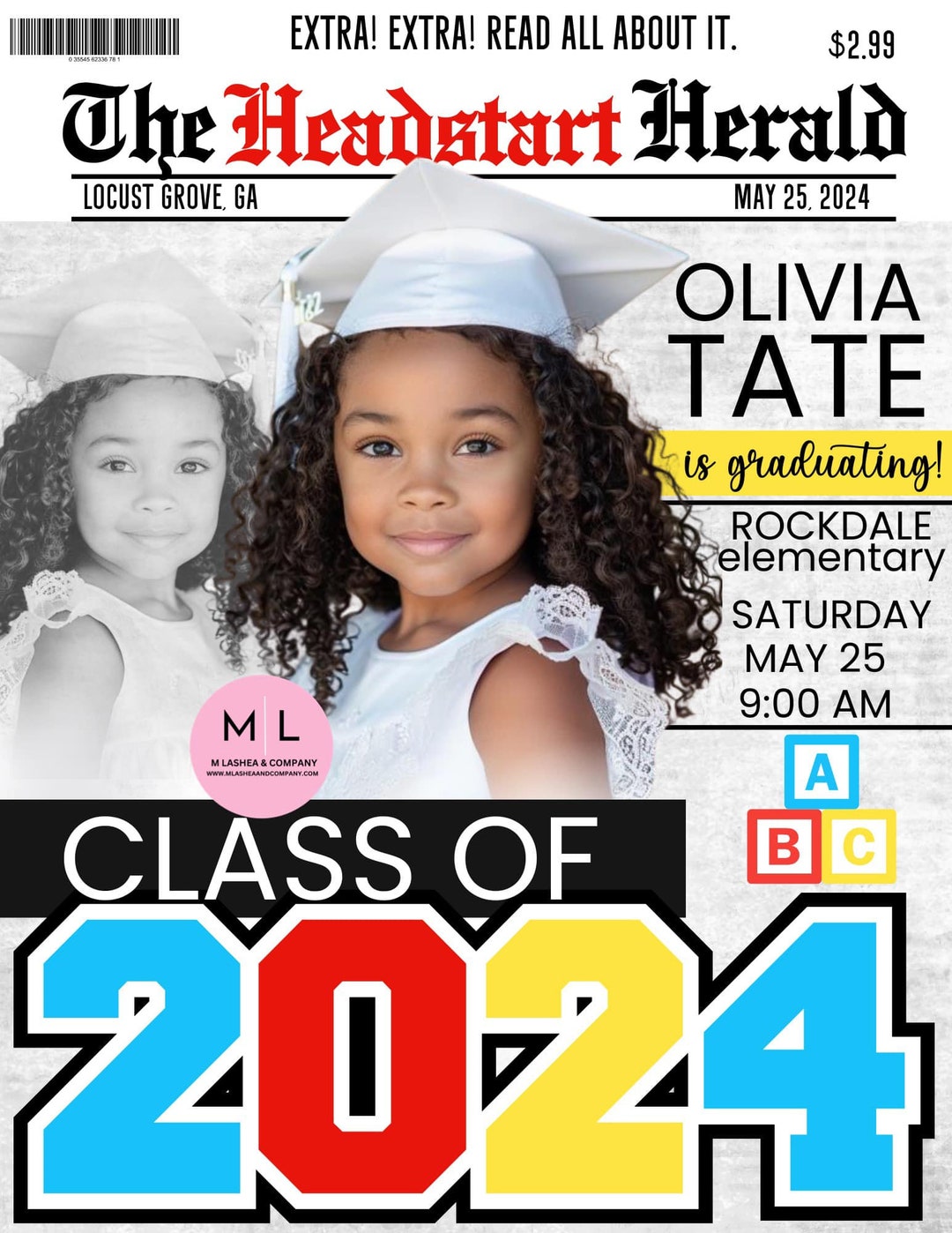 Kinder Grad Newspaper Templates Grad Template Template Canva Editable ...
