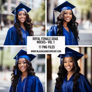 Grad Models graphics PNG Files Graduate Mock-ups Cap & Gown Female ...