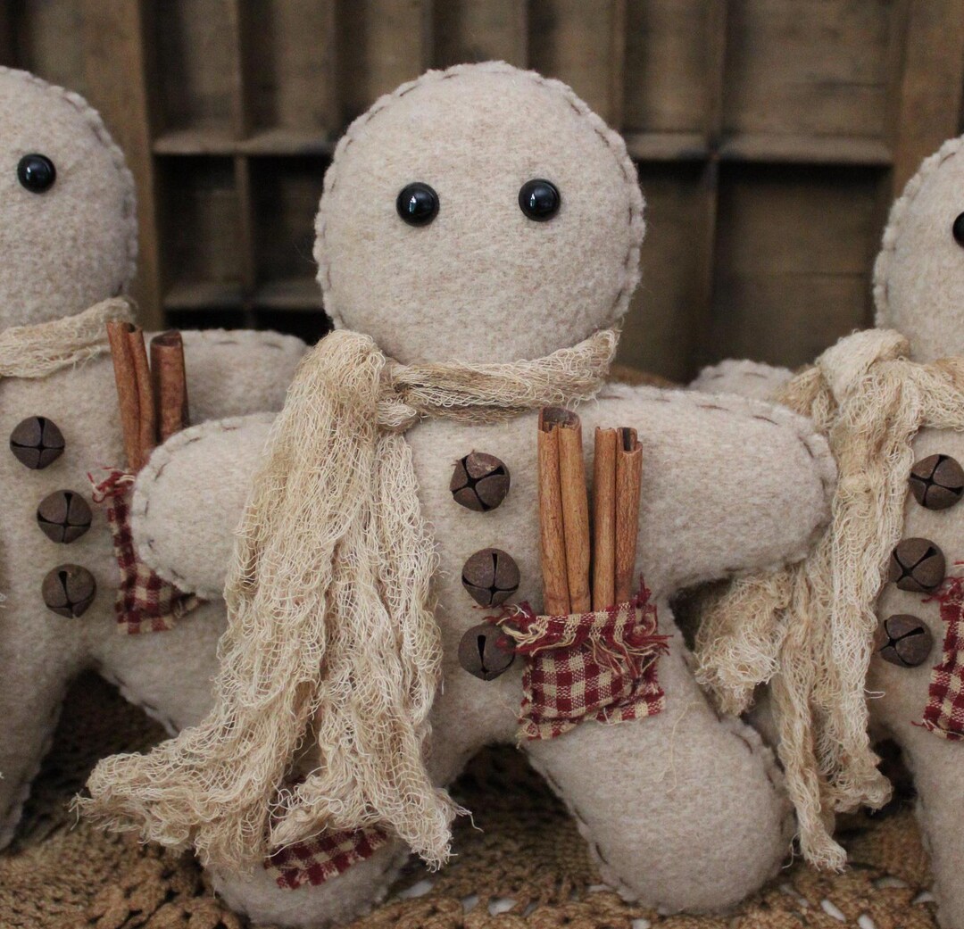 Gingerbread Man/ Pillow Tuck/ Bowl Filler/ Upcycled Wool Coat/ Display ...