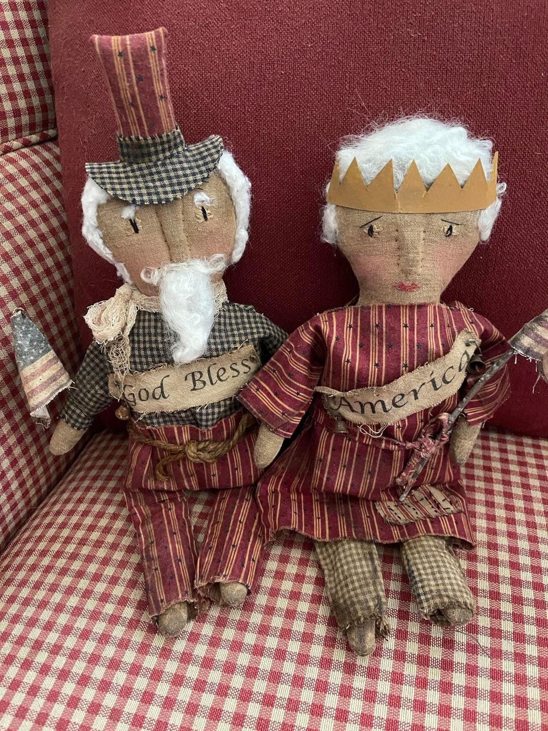 Uncle Sam and Lady Liberty/ Sitting Set of Dolls/ Americana/ - Etsy