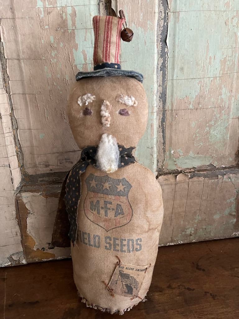 Uncle Sam/ Stump Doll/ Flag and Crow Patch/ Handmade by S. Stinson - Etsy