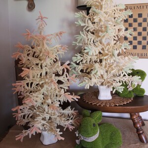 Wool Feather Tree/ Upcycled Wool Blanket/ Cream With Green Tips ...