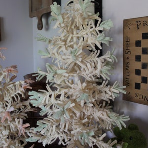 Wool Feather Tree/ Upcycled Wool Blanket/ Cream With Green Tips ...
