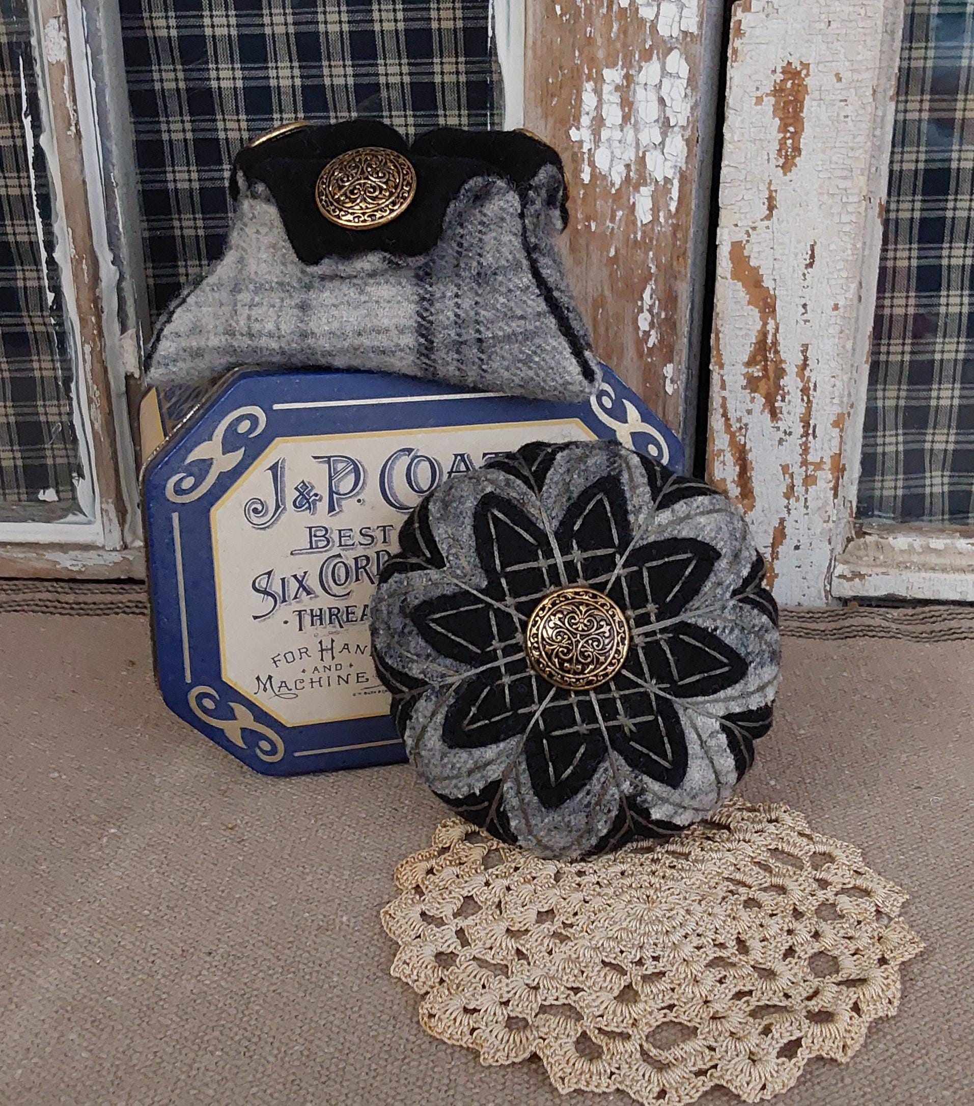 Pin Keep and Snippet Bowl Set/ Upcycled Wool/ Crushed Walnut Shells ...