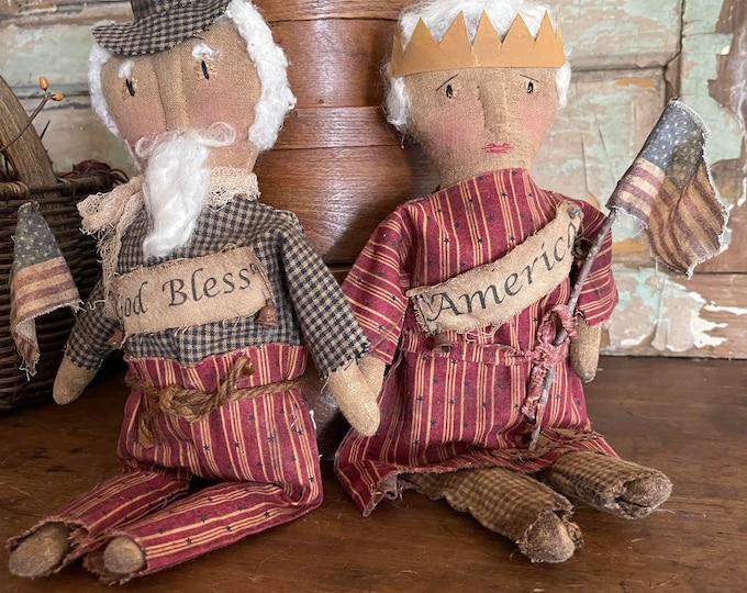 Uncle Sam and Lady Liberty/ Sitting Set of Dolls/ Americana/ USA ...