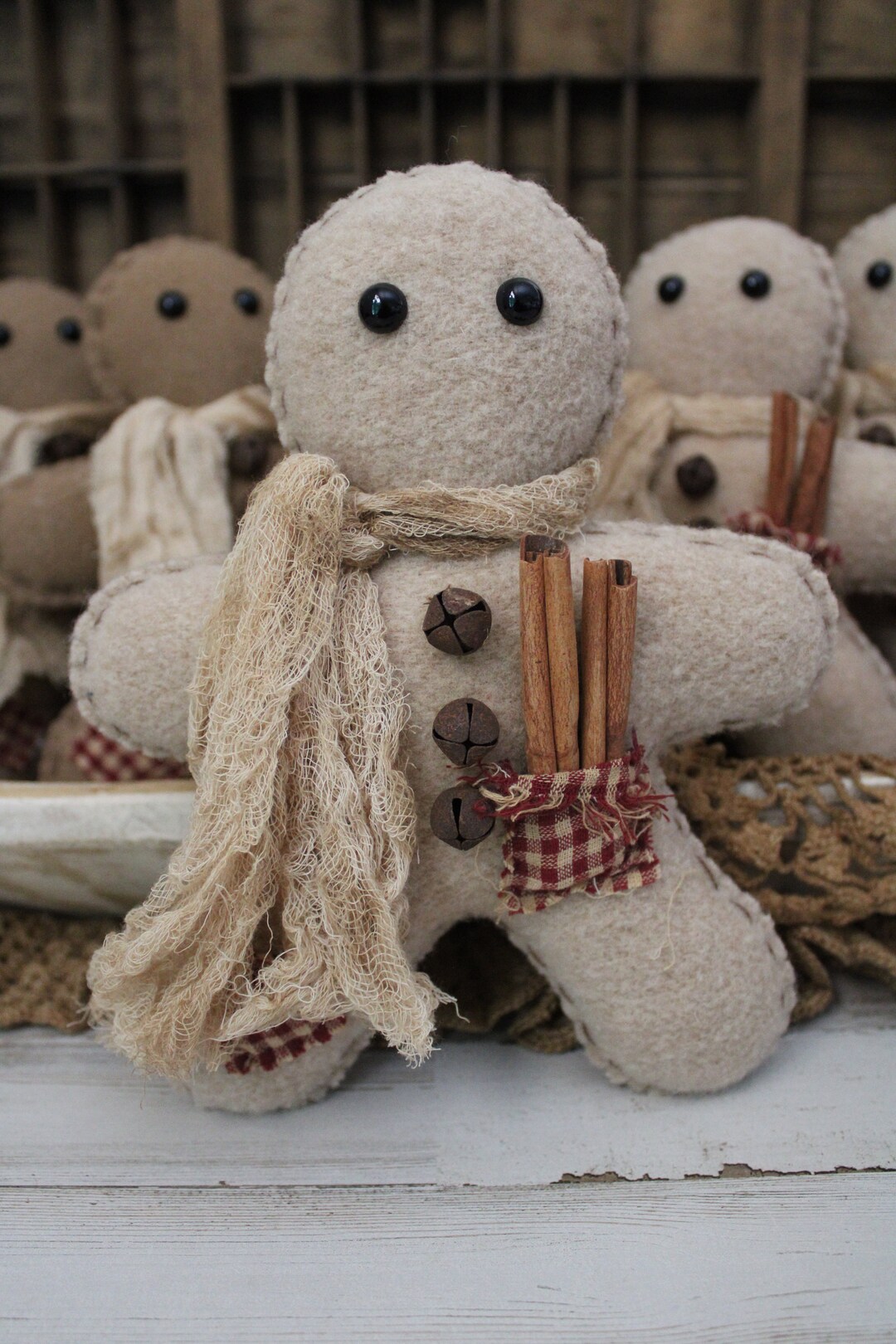 Gingerbread Man/ Pillow Tuck/ Bowl Filler/ Upcycled Wool Coat/ - Etsy