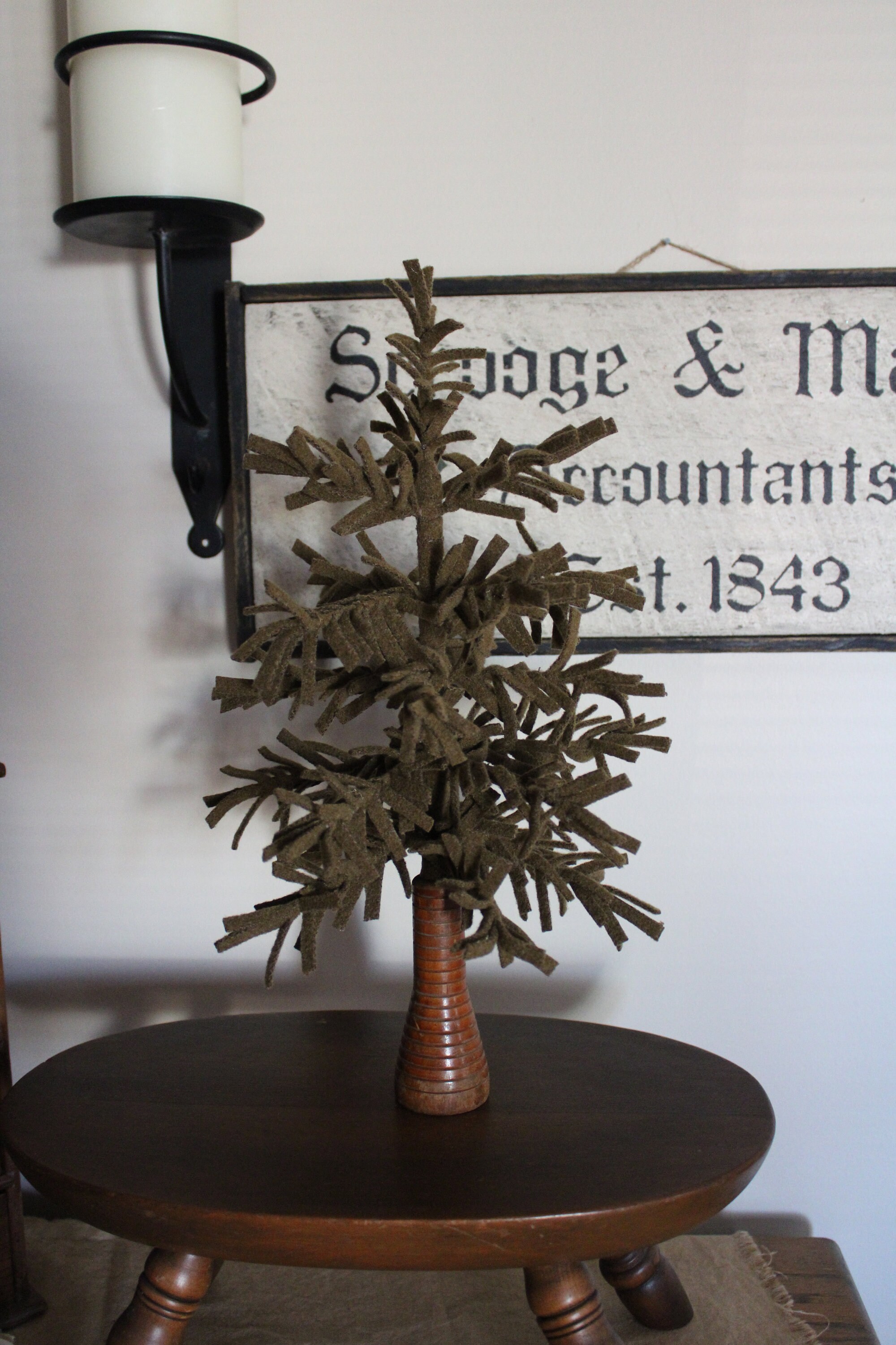 Wool Feather Tree/ Small Bee Hive Base/ Upcycled Military Blanket ...