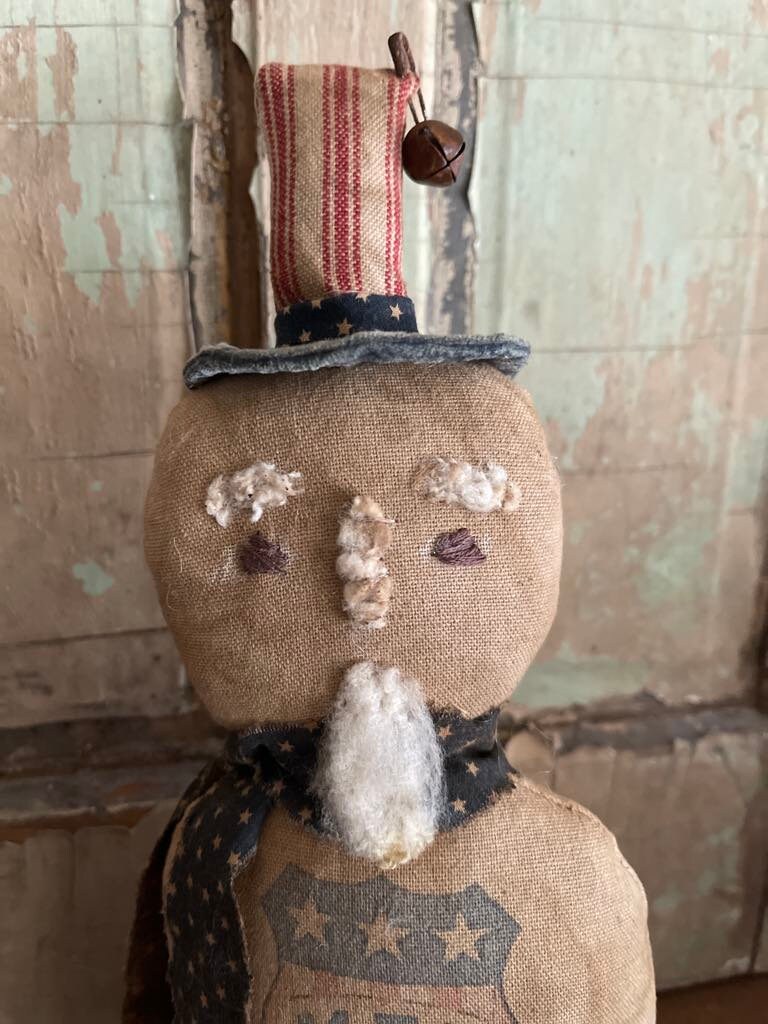 Uncle Sam/ Stump Doll/ Flag and Crow Patch/ Handmade by S. Stinson - Etsy