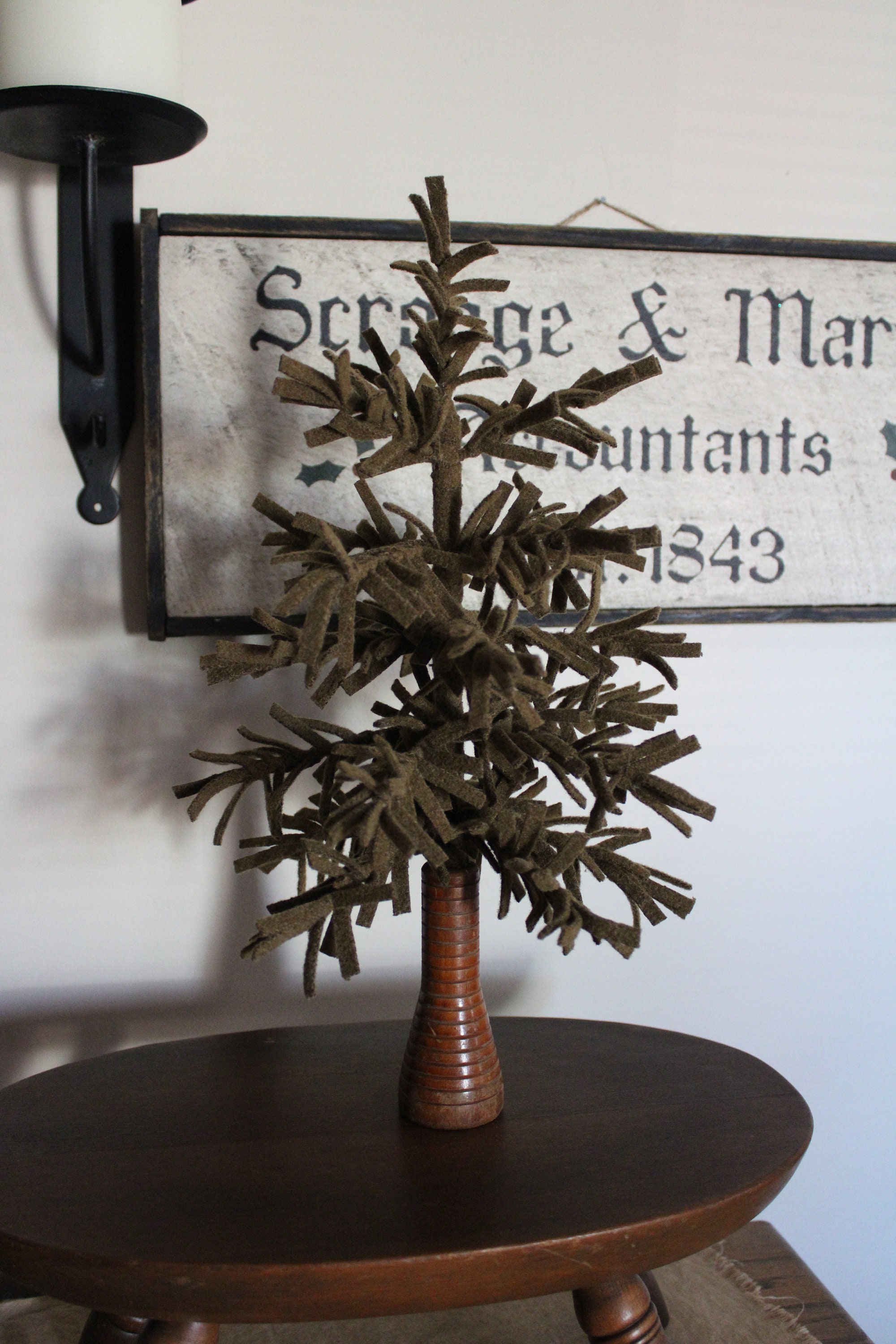 Wool Feather Tree/ Small Bee Hive Base/ Upcycled Military Blanket ...