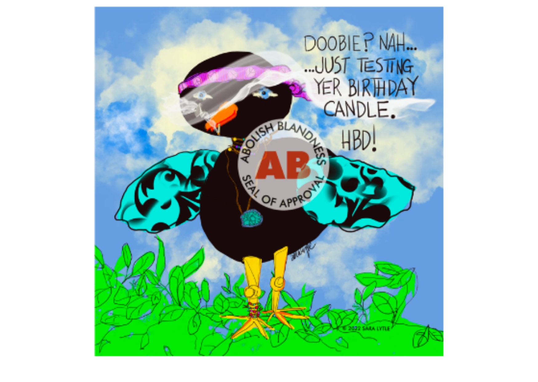 Happy Birthday Crow With a Funny Candle Ecard. Digital Download. Send ...