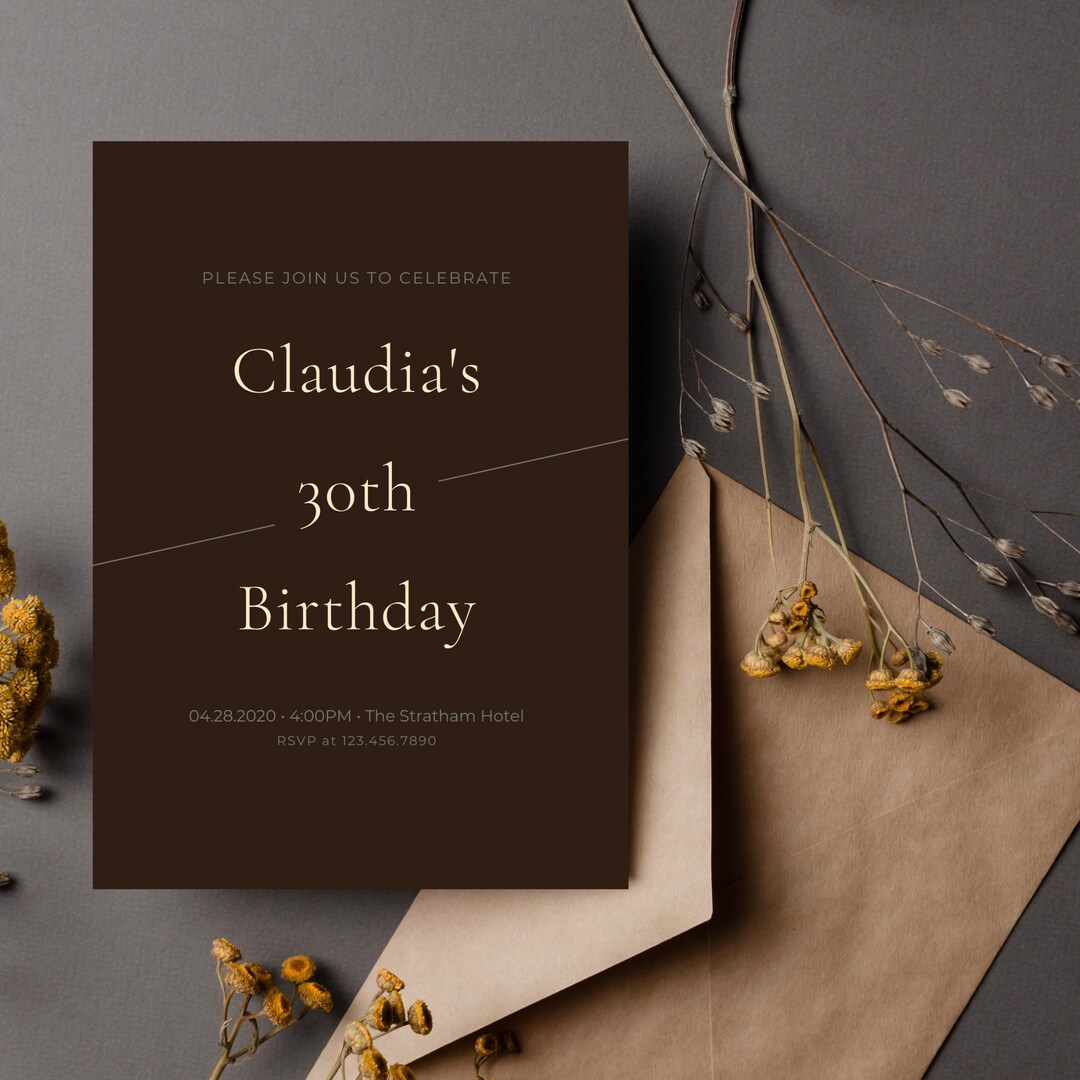 Modern Birthday Party Invite | Minimalist Birthday Party Invite - Etsy