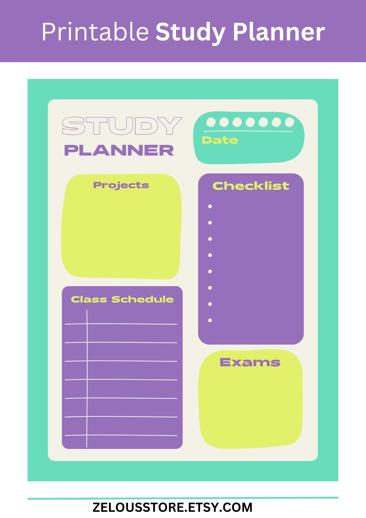 Study Planner Printable, Digital Download - Etsy