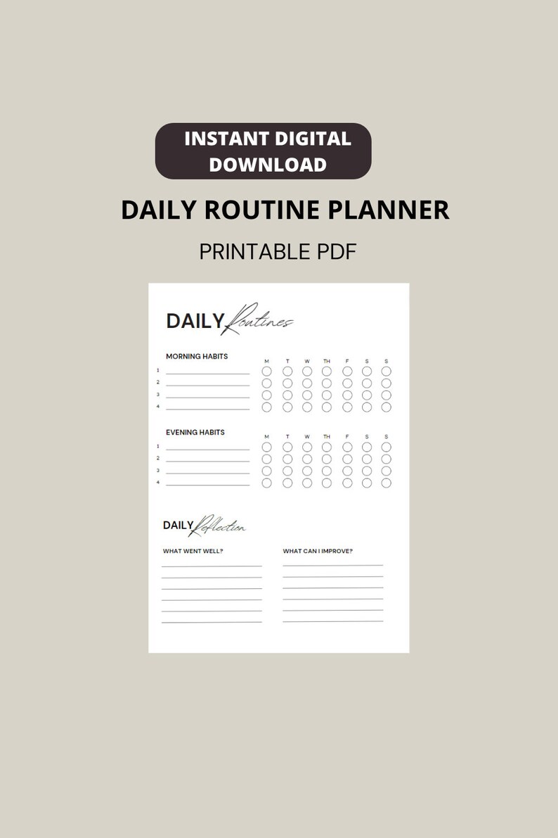 Daily Routine Planner Printable, Daily and Weekly Routine Tracker, To ...