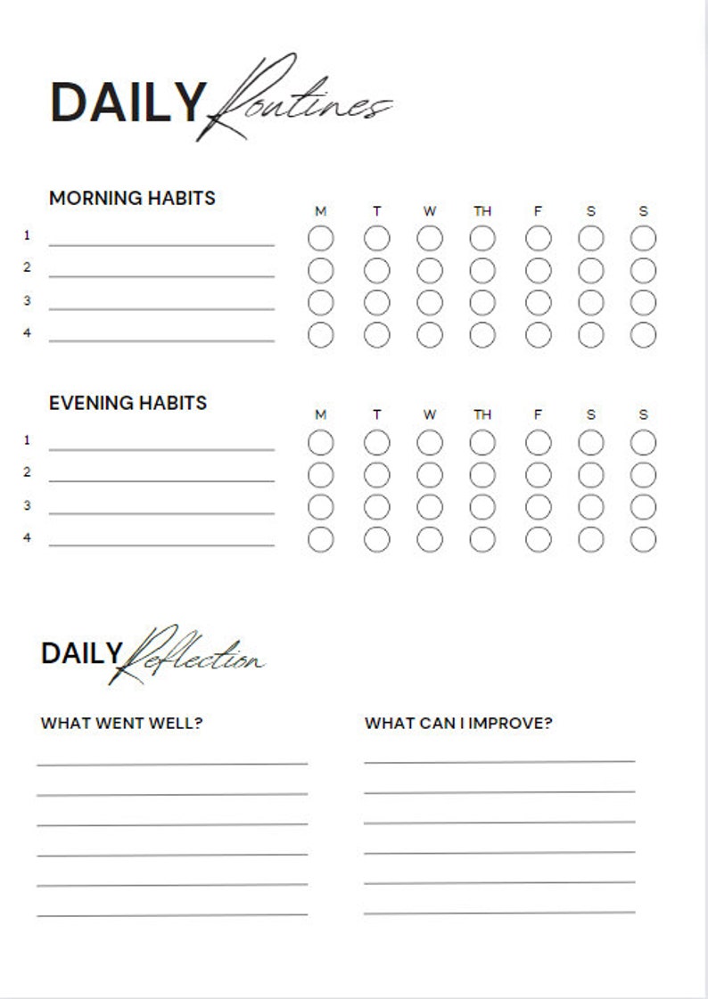 Daily Routine Planner Printable, Daily and Weekly Routine Tracker, To ...