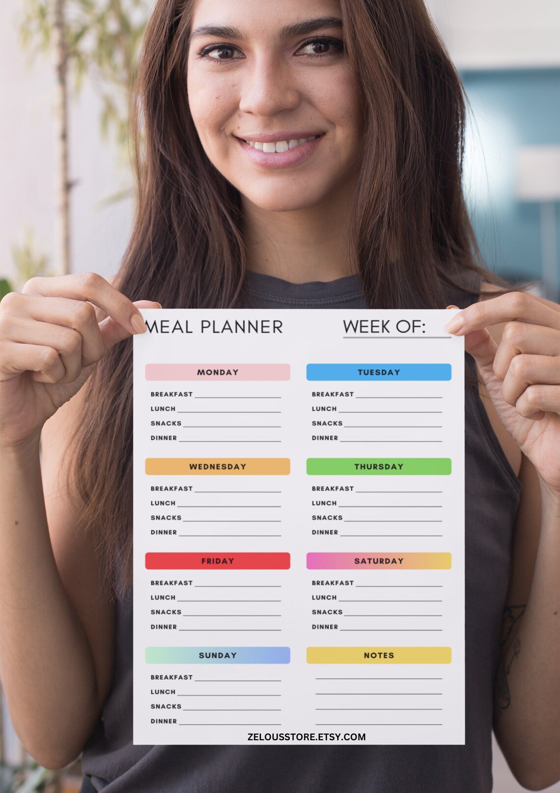 Colorful Meal Planner Printable, Weekly Food Diary, Food Journal, Meal ...