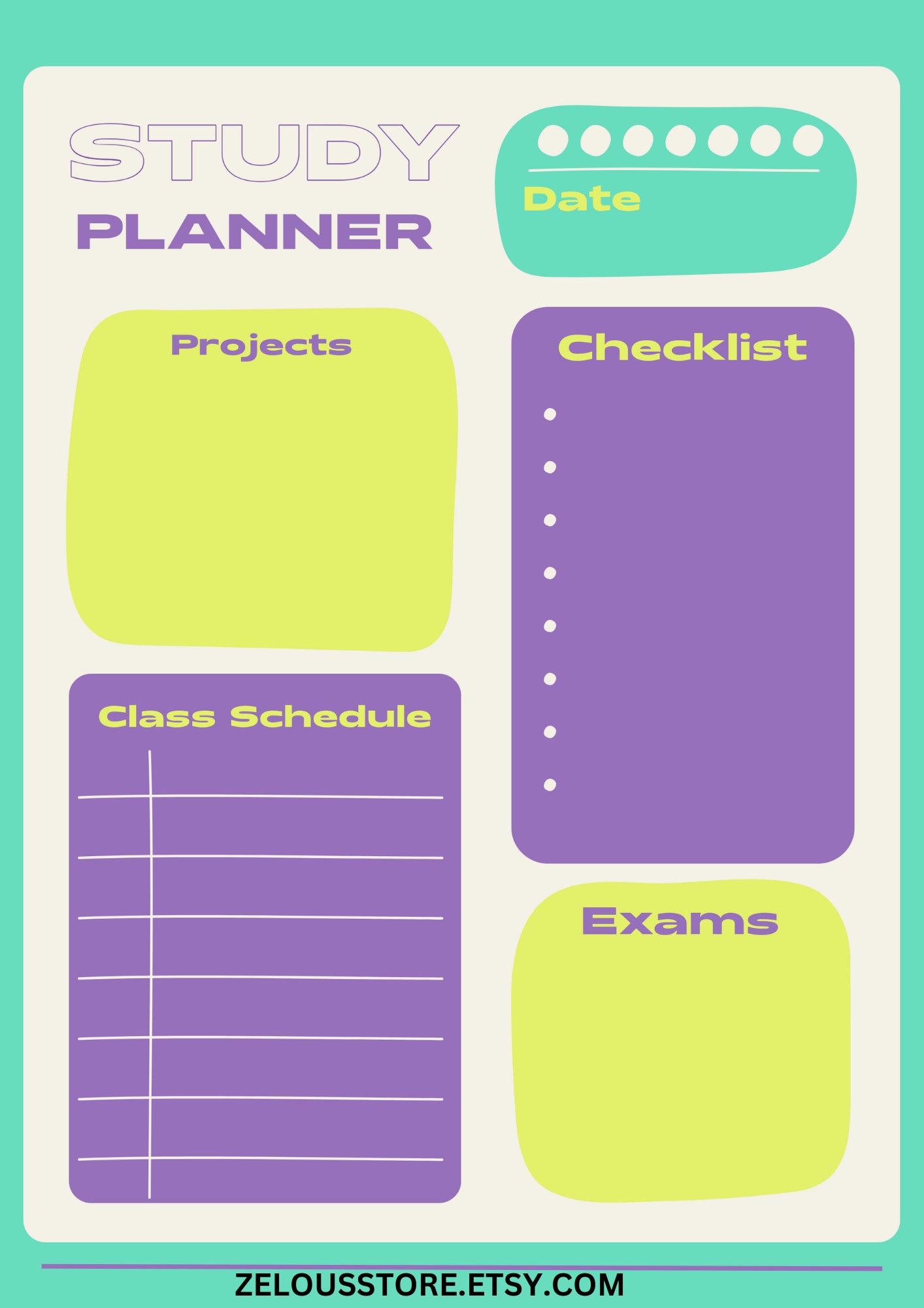 Study Planner Printable, Digital Download - Etsy