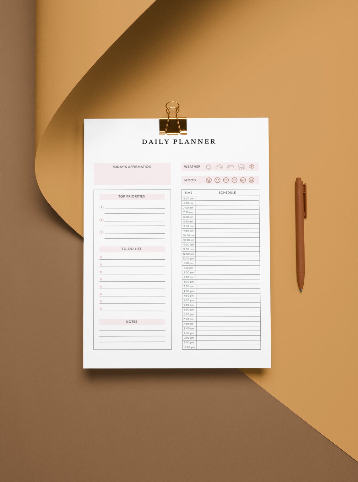 Minimalist Daily Planner Printable, Hourly Planner, Digital Planner - Etsy
