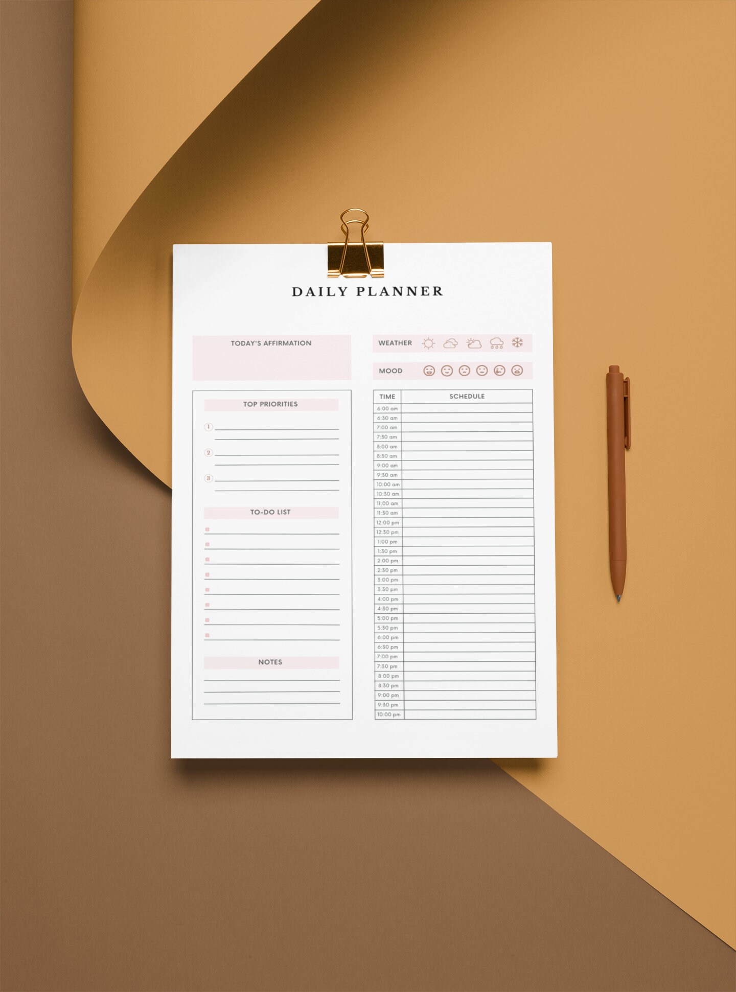 Minimalist Daily Planner Printable, Hourly Planner, Digital Planner - Etsy